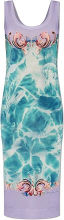 Versace Jeans Couture Femme, Robes, Violet, Taille: 34 FR Robe Moulante Col Roul&eacute; &agrave; Bretelles