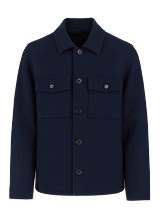 Jacob Cohen Mens Navy Blue Jacket Sheeps Wool Sheeps