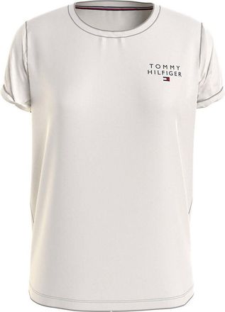 Tommy Hilfiger Damen T-Shirt Kurzarm Rundhalsausschnitt, Beige (Ancient White), L