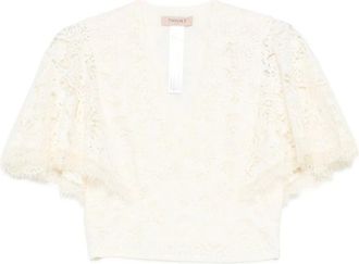 Twinset Femme, Blouses et Chemises, Blanc, Taille: 40 FR Blusa in pizzo