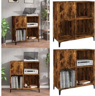 vidaXL Plattenschrank R&auml;uchereiche 84,5x38x89 cm Holzwerkstoff - Plattensammlung - Vinylregal - HiFi Regal - Wohnzimmerschrank - Sideboard - Home & Living