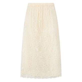 Fabiana Filippi Femme, Jupes, Beige, Taille: 38 FR Jupe Midi en Dentelle