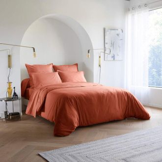 Someo Housse de couette coton lav&eacute; - SOMEO 260x240 Terracotta