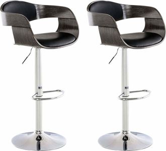 Clp 2er Set Barhocker Kingston Mit Kunstlederbezug I Höhenverstellbarer Barstuhl Mit Robustem Metallgestell, Farbe:schwarz/grau