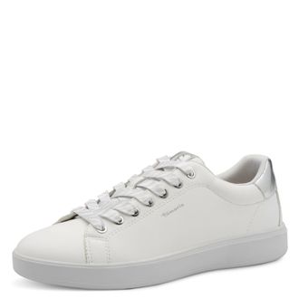 Tamaris Damen Low-Top Sneaker, Frauen Halbschuhe,Wechselfußbett,Sportschuhe,Freizeitschuhe,Turnschuhe,Laufschuhe,Freizeit,White Comb,41 EU