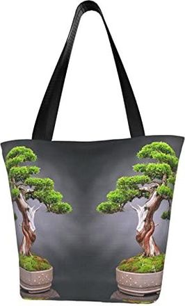 AOOEDM Tote Bag Bonsai Tree Japan Japanese Shopping Bags Small Reusable Market Bag Beach Tote Bags Travel Totes