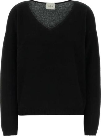 Le Kasha Femme, Pulls, Noir, Taille: 38 FR V Neck Sweater