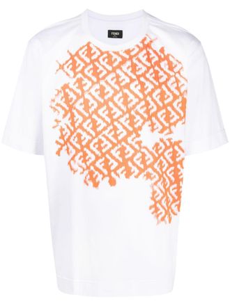 Fendi t-shirt oversize à motif monogrammé - Blanc