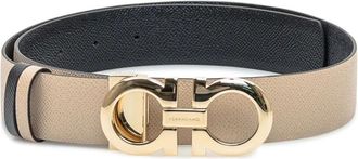 Ferragamo Femme, Accessoires, Beige, Taille: 95 CM Gancini Reversible Leather Belt