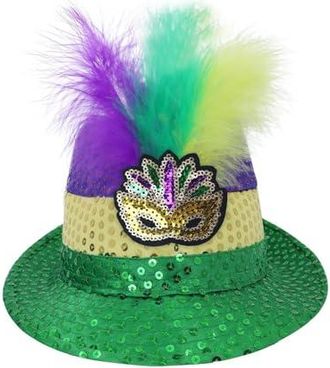 Generic Chapeau &agrave; paillettes pour homme et femme - Color&eacute; - Paillettes - Chapeaux amusants avec plume - Casquette brillante - Unisexe - Hip-hop - Disco - Pour