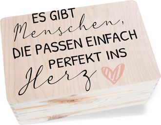 Shirtracer Holzkiste Erinnerungsbox - Freund - Es gibt Menschen die passen einfach ins Herz | Schön dass es dich gibt Geschenke | Freundschaft | Herzensmensch Ge
