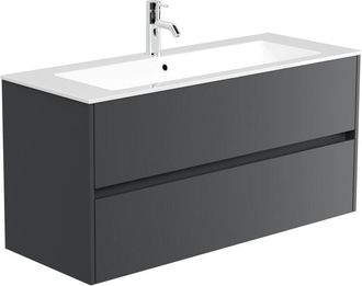 Magnolia Home Badm&ouml;bel Taifun und Waschtisch 120 cm 2 Greifraum SoftClose Ausz&uuml;ge Grafit