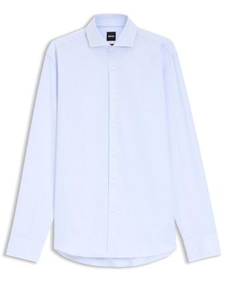 HUGO BOSS Baumwollhemd mit Karo und Haifischkragen, Regular Fit in