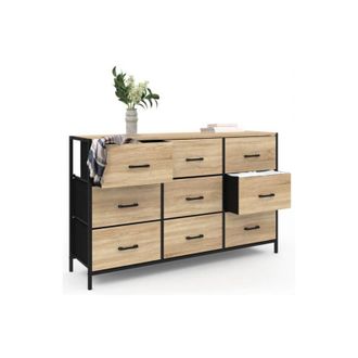 IDMarket Idmarket - Kommode mit 9 Schubladen aus Stoff utah 115 cm Aufbewahrungsmöbel Industriedesign