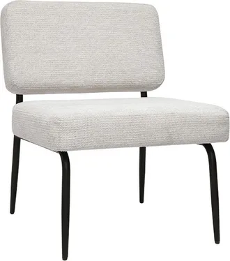 Miliboo Fauteuil en tissu chenille beige et m&eacute;tal noir VEDANA