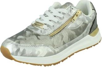 Spot On Elle Sport F7R383 Baskets confortables &agrave; lacets m&eacute;talliques pour femme, Argent&eacute;., 37 EU