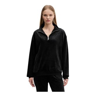 Juicy Couture Oversized Quarter Zip Classic Velour Track Top - - Sweatshirts & Hoodies - Damen - Schwarzk - XS