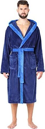Ladeheid Peignoir de Bain à Capuche Homme LA40-221 (Bleu Foncé/Bleu, XXL)