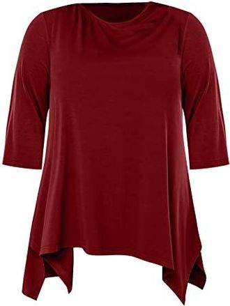 QUINTRA Haut tunique grande taille pour femme - Manches 3/4 - Violet et gris - V&ecirc;tements 3X - Swing Top - Col rond - Coupe ample - Chemise de maternit&eacute; - Pour