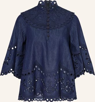 Zimmermann Jeansbluse Mahon Mit Lochspitze Und 3/4-Arm blau