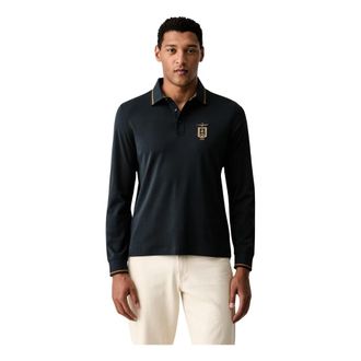 Aeronautica Langarm Poloshirt - - Tops - Herren - Blau - L