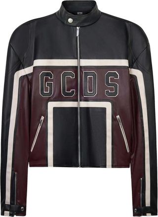 GCDS Logo-patch Panelled Biker Jacket