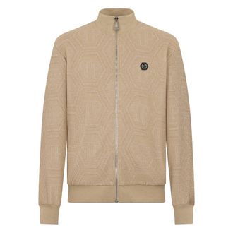 Philipp Plein Jacquard Trainingsjacke Monogram - - Sweatshirts & Hoodies - Herren - Beige - S