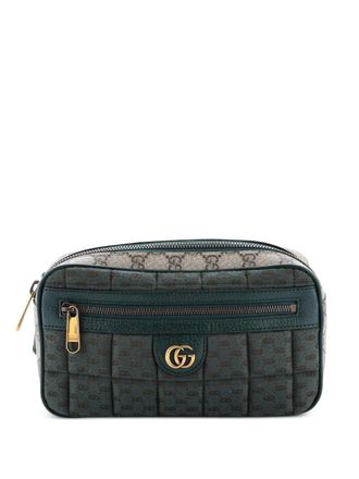 Gucci Front Zip GG Coated Canvas and Quilted Mini GG Canvas Medium belt bag - Gr&uuml;n