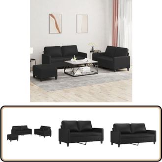 vidaXL Vidaxl - 3-tlg. Sofagarnitur mit Kissen Schwarz Kunstleder - Couchgarnitur - Schlafzimmermöbel - Wohnzimmer Dekoration - Schwarzes Sofa - Ledercouch