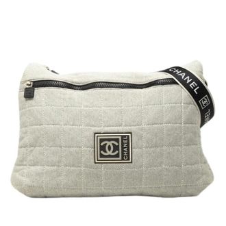 Chanel Sac bandouli&egrave;re matelass&eacute; en coton Pre-owned - Femme - Pre-owned - Gris - Taille: ONE Size