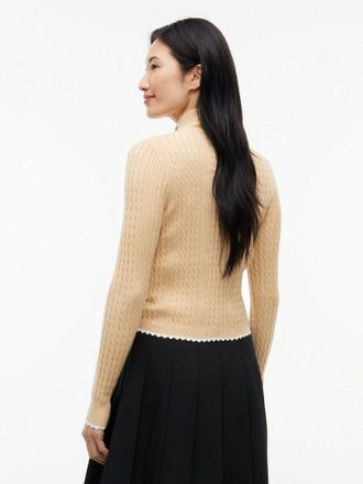 Tommy Jeans Strickjacke TJW MICRO CABLE ZIPTHRU SWTR EXT mit Zopfmuster und Stehkragen