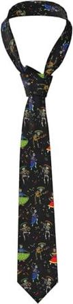 Generic Cravate Pour Hommes Musique Et Danseurs Squelettes Noirs Pour Le Jour Des Morts Fine Men Tie R&eacute;glable Cravates Homme Pour Accessoires F&ecirc;te &Eacute;v&eacute;nements