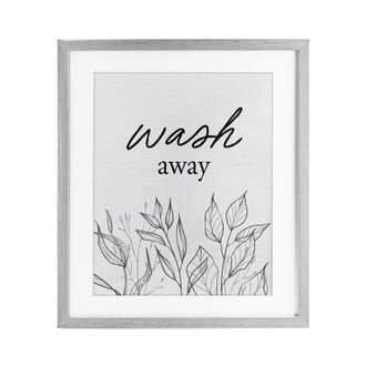 Stupell Industries Gerahmter Druck unter Glas, Motiv Minimalist Leaves Wash Away, Grau, Design von Lettered and Lined, 53,3 x 43,2 cm