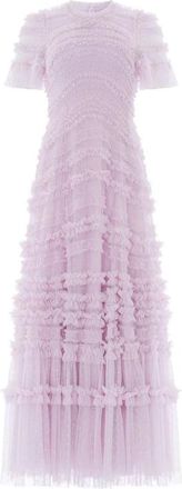 Needle & Thread Femme, Robes, Violet, Taille: 36 FR Amara Round Neck Ruffle Gown