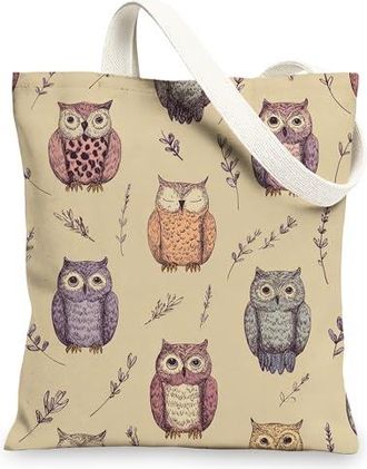 Generic Sacs fourre-tout en toile motif hibou mignon, sacs dépicerie réutilisables, légers et lavables, sacs en toile pour salle de sport, extérieur, voyage, 