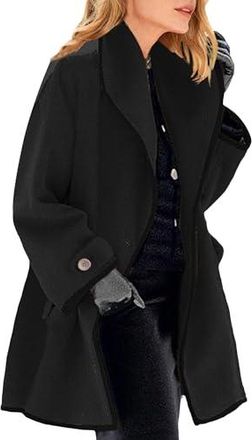 Generic Winter Long Coats for Women Winter Stand Collar Single Breasted Trench Coat Casual Peacoat Outerwear Black 5X Large