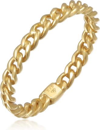 Elli Ringe - Ring Gliederring Bandring Panzerkette 375er Gelbgo - Gr. 52 MM - in Gold - für Damen
