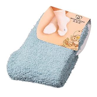 Generic Pantoufles dhiver moelleuses pour femme, polaire corail douce en microfibre chaude, confortable pour dormir, bleu, Taille unique