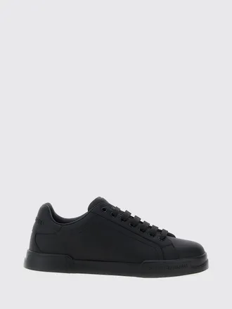 Dolce & Gabbana Baskets basses en cuir de veau lisse avec logo appliqu&eacute;