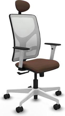 Piqueras y Crespo Schreibtischstuhl aus Stoff mit wei&szlig;en und schwarzen Armlehnen, h&ouml;henverstellbare Lendenwirbelst&uuml;tze und festes Kopfteil, ausgestattet mit 3 Positione