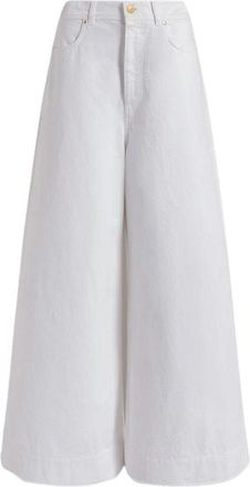 Alberta Ferretti Femme, Jeans, Blanc, Taille: 36 FR Pantalon en denim &agrave; jambes larges