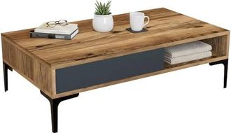 Dmora Wohnzimmertisch Diadem, Niedriger Wohnzimmertisch, Kaffeeregal, Couchtisch f&uuml;r Sofa, 105x60h33 cm, Walnuss und Anthrazit