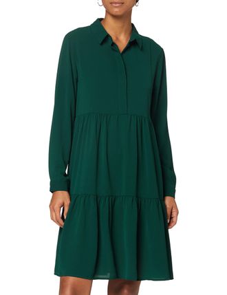 Jacqueline de Yong Damen JDYPIPER L/S Shirt Dress WVN NOOS Lässiges Kleid, Dunkelgrün, 40