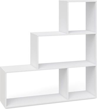 Vicco Treppenregal, stehendes Bücherregal, Weiß, 116 x 123 cm