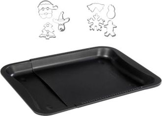 Zenker 9936150 plaque de cuisson extensible et 7 emporte-pi&egrave;ces de No&euml;l, plaque patisserie r&eacute;glable et emporte-pi&egrave;ces inox, plaque cuisson four, Acier, 35-52