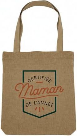 Fabulous Sac Shopping Tote Bag Aspect Lin - Certifi&eacute;e Maman de lAnn&eacute;e Famille M&egrave;re - Sac de Courses Toile Epaisse 360g Beige Naturel Cabas Port&eacute; Epaule Solide 