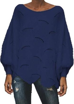 Generic Pull pour femme &agrave; col rond - Design sp&eacute;cial - Couleur unie - Pull tricot&eacute; tendance et confortable &agrave; manches longues - Coupe ample - L&eacute;ger - Tendance -