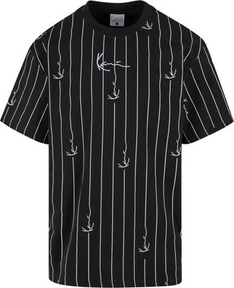 Karl Kani Herren KM242-004-2 Small Signature Logo Prinstripe Tee Black/White, S