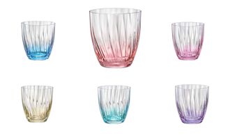 Bohemia Design Wassergl&auml;ser Kristall, Whiskygl&auml;ser, Model Kate Optic, mehrfarbig, 300 ml, 6er Set