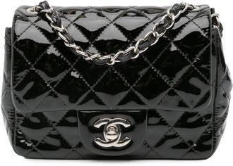 Chanel Hobo Bags - Mini Square Classic Patent Single Flap - Gr. unisize - in Schwarz - f&uuml;r Damen